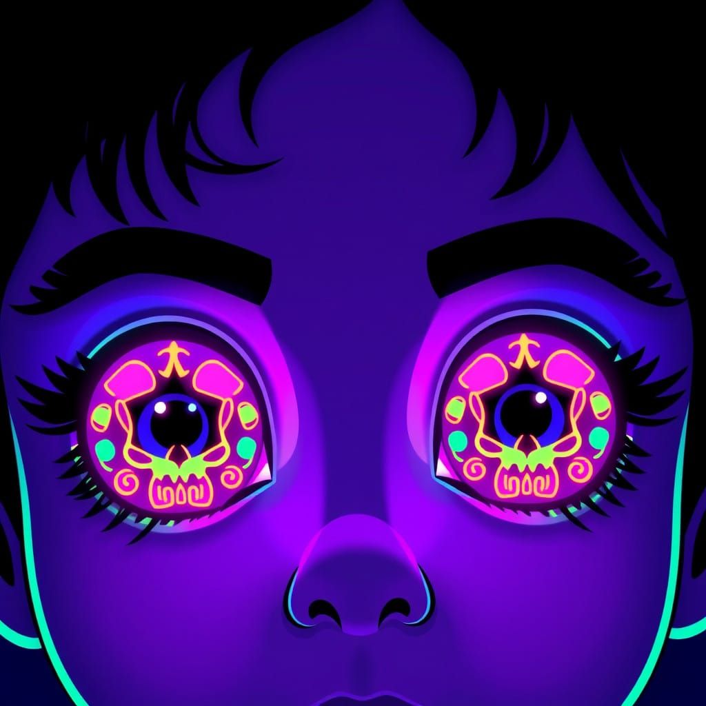 Low-poly digital art. Close-up. A pair of eyes with colorful ...