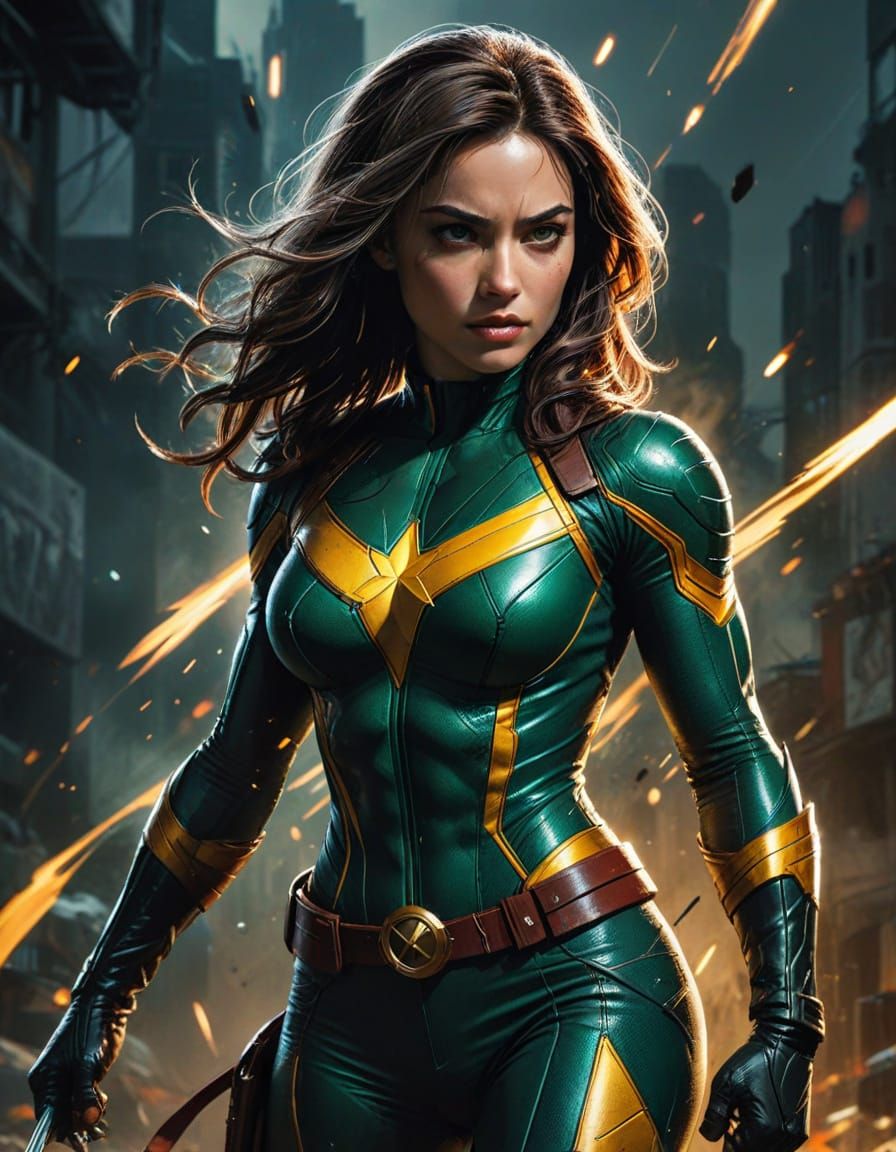 Marvel's Rogue in Cinematic Comic Book Art - AI Art