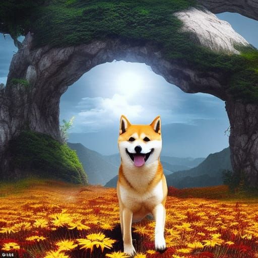 Shiba Inu walking on sunshine - AI Generated Artwork - NightCafe Creator
