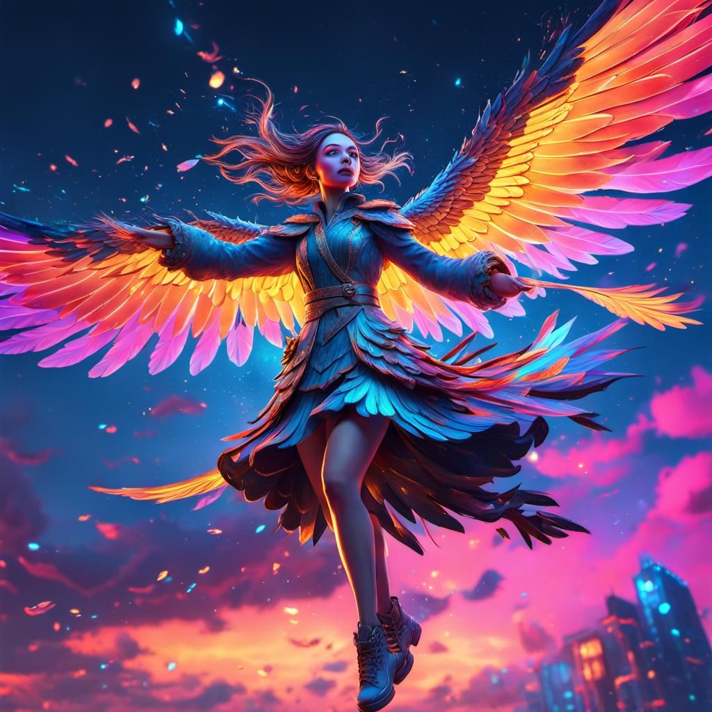 Feather Fairy - AI Generated Artwork - NightCafe Creator
