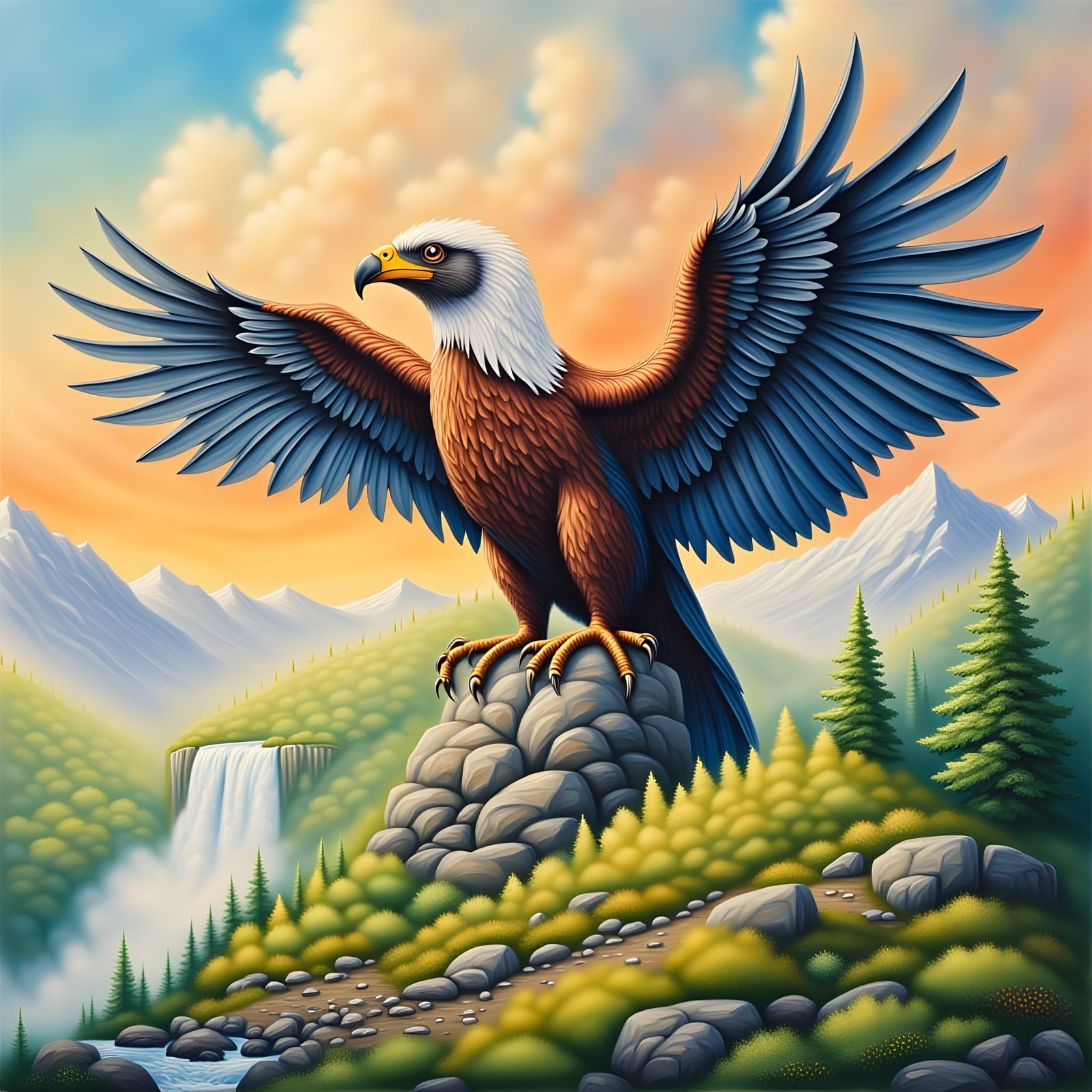 Gigantic Mythical Roc on Mount Olympus.