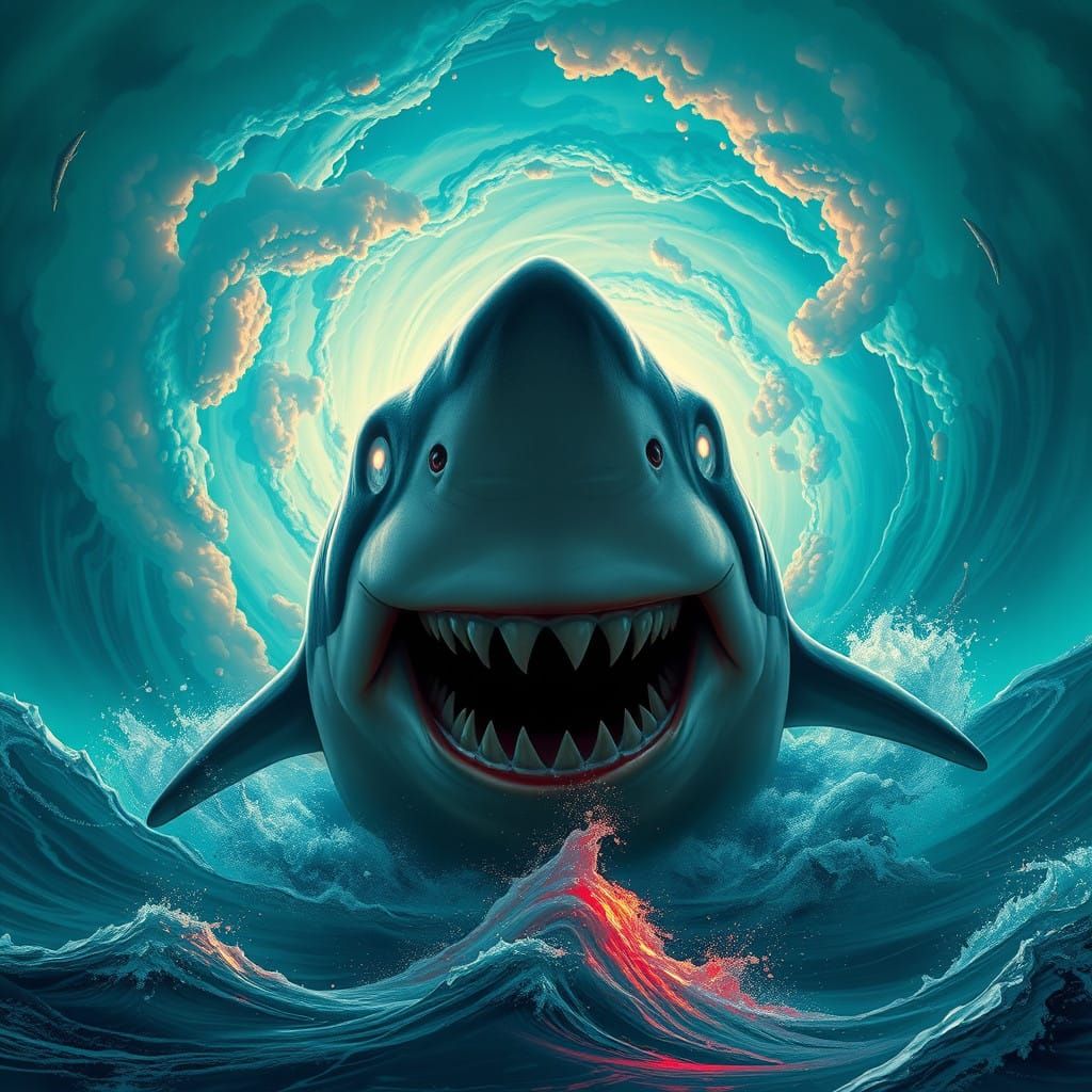 shark smilling - Massive Smiling Shark Breaches the Ocean's ...