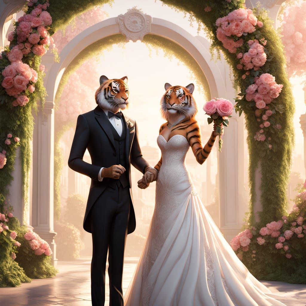 Tiger bride and groom - Tiger Groom and Bride Exchange Vows ...