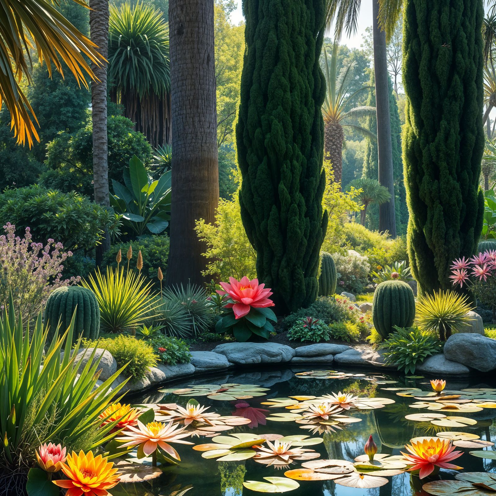 Botanical garden - Lush Botanical Garden with Majestic Sequo...