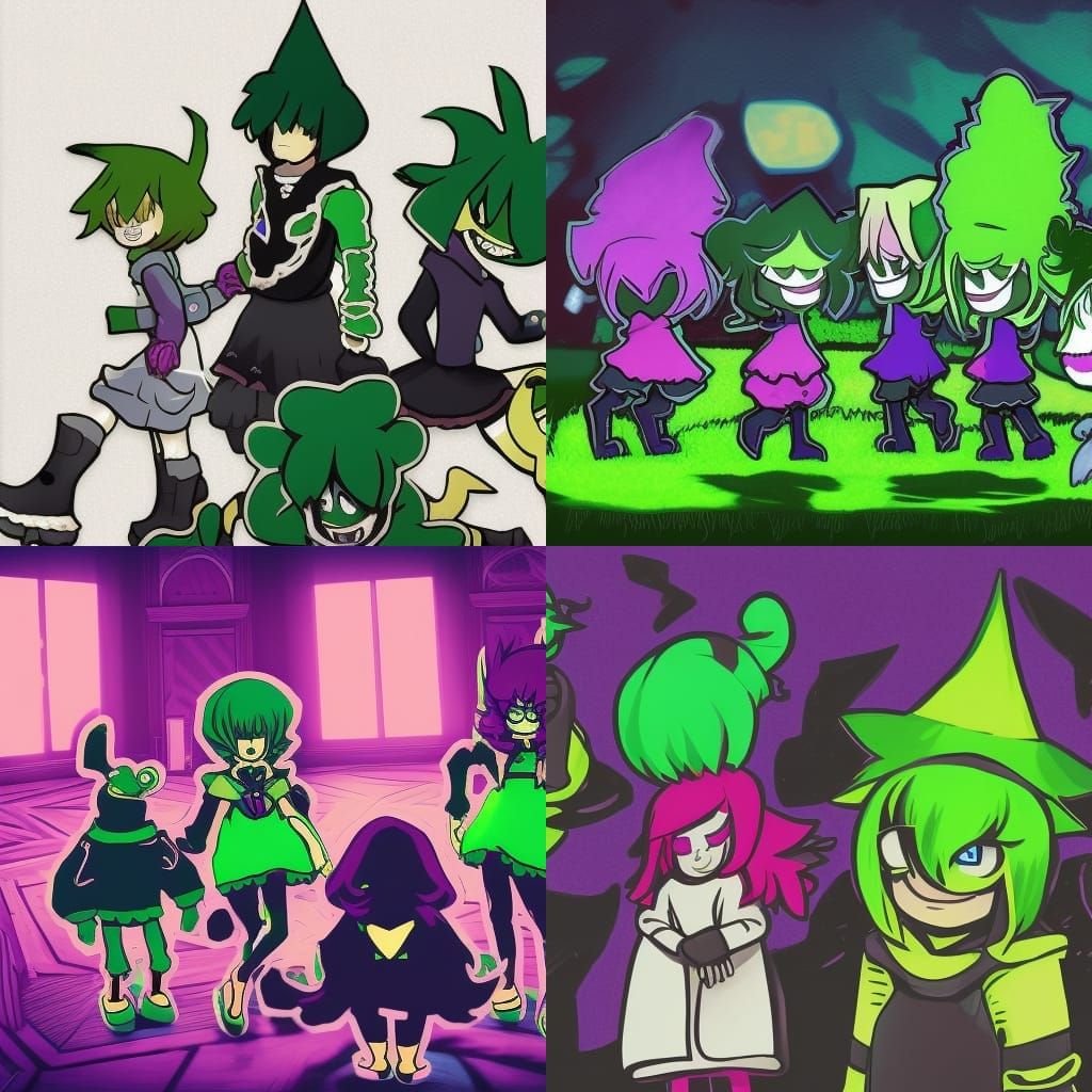 Ralsei Kris Susie And Noelle From Deltarune Ai Generated Artwork