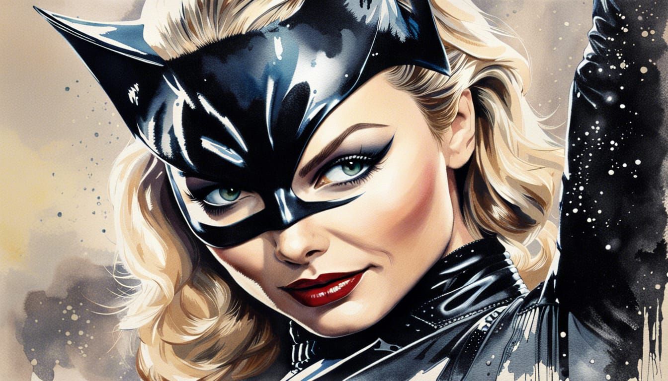 Beautiful Michelle Pfeiffer as "Catwoman" (Watercolor) - AI Generated ...