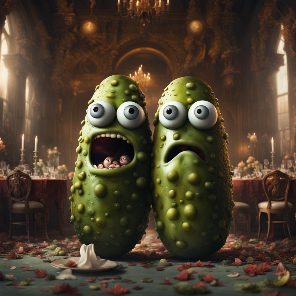 Two pickles getting married. Googly eyes - AI Generated Artwork ...