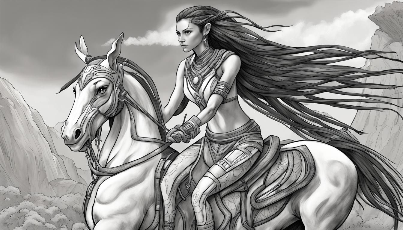 Alien girls love horses too - AI Generated Artwork - NightCafe Creator