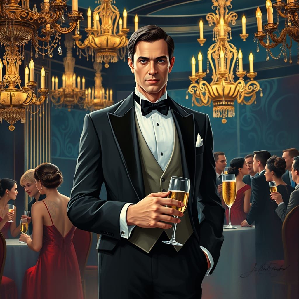 Dashing Gentleman in Art Deco Opulence - AI Art
