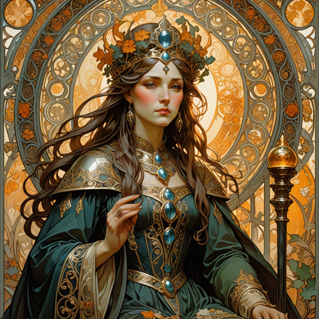 Serene Witch as The Empress in Ornate Medieval Sty... - AI Art