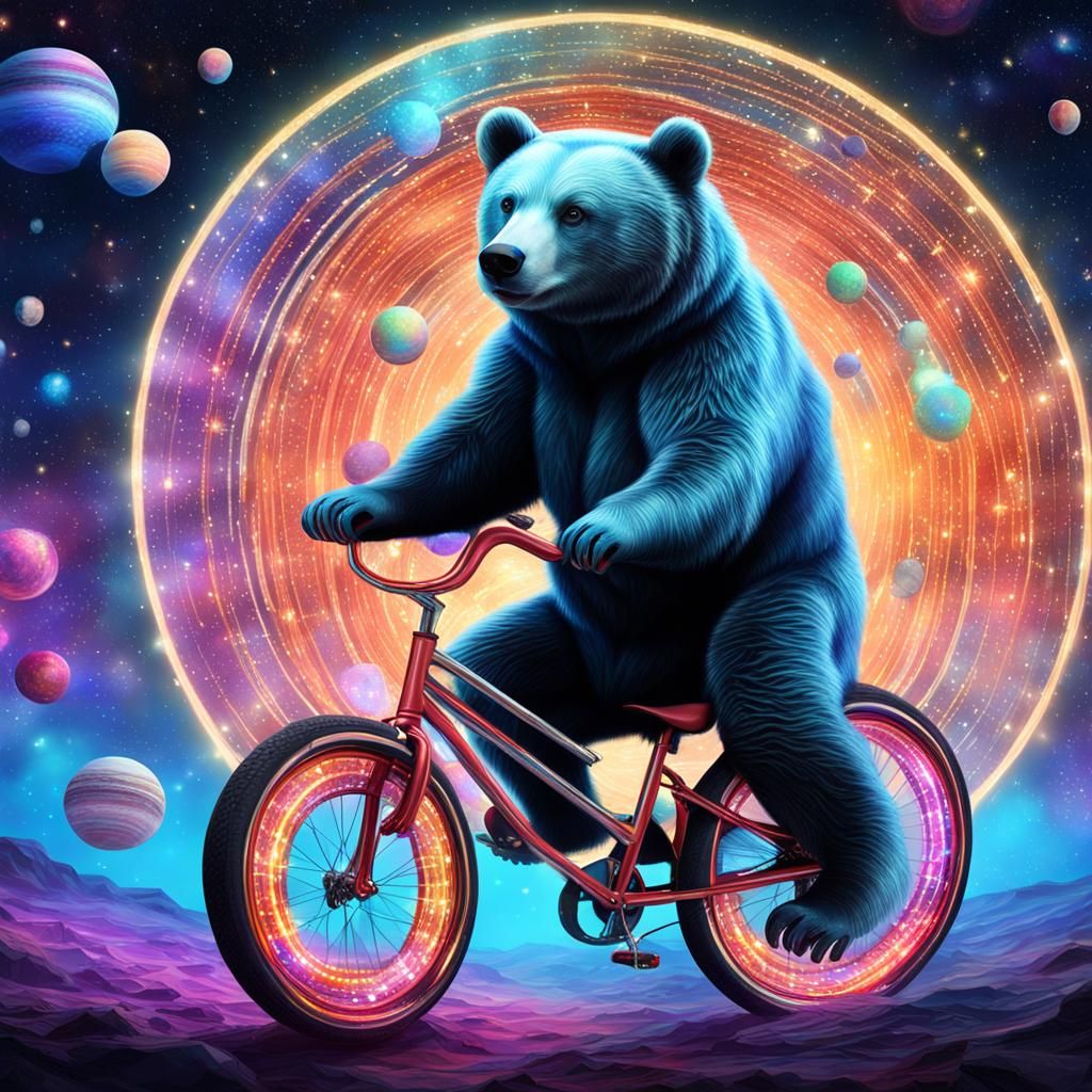 Cosmic Bear Bike Ride - Bears in Space Series - AI Generated Artwork ...
