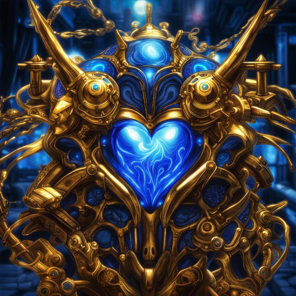 The Mammon machine from chrono trigger, bio organic, golden blue ...