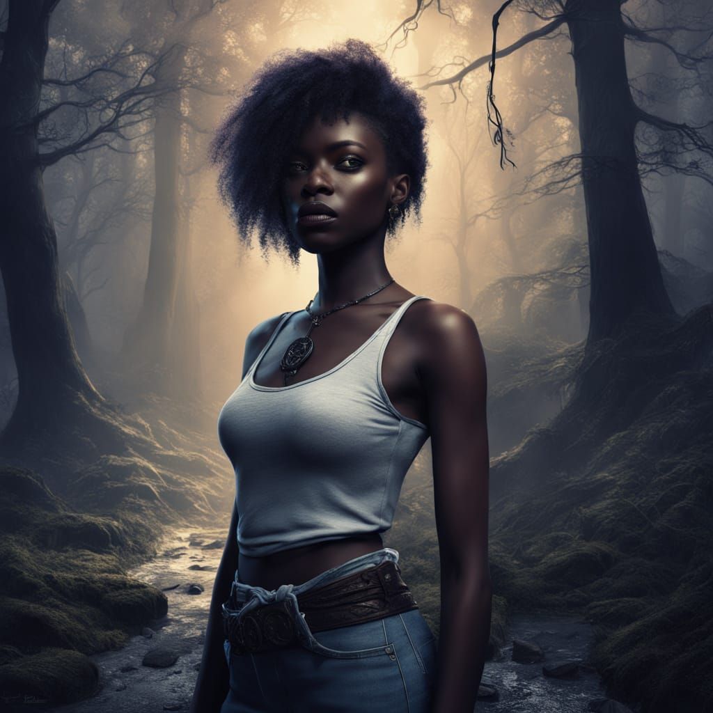 Ethereal Vampire in Mysterious Forest - AI Art