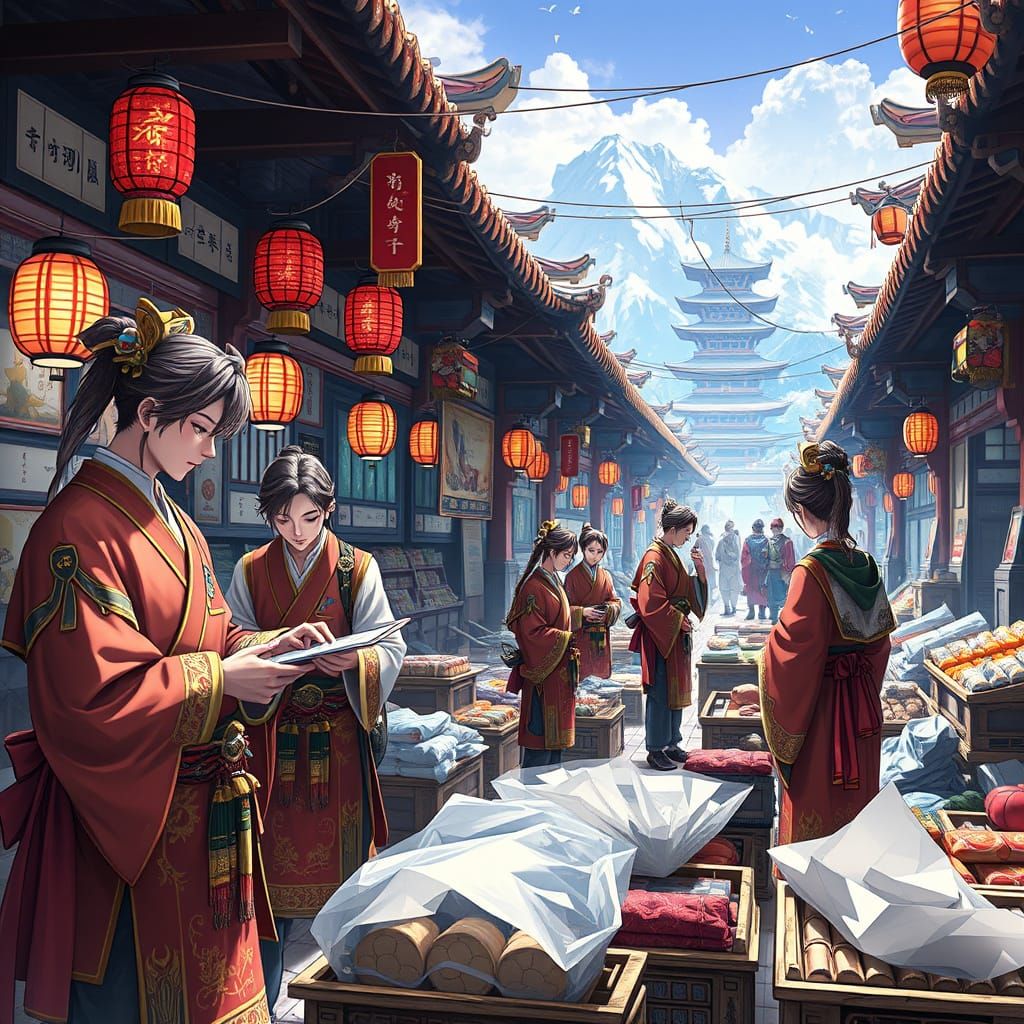goods trader daily life - Vibrant Traders in Anime-Inspired ...