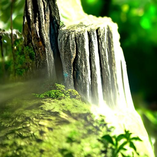very very very tall mystical Burmese waterfall, hyperreal, hyper ...