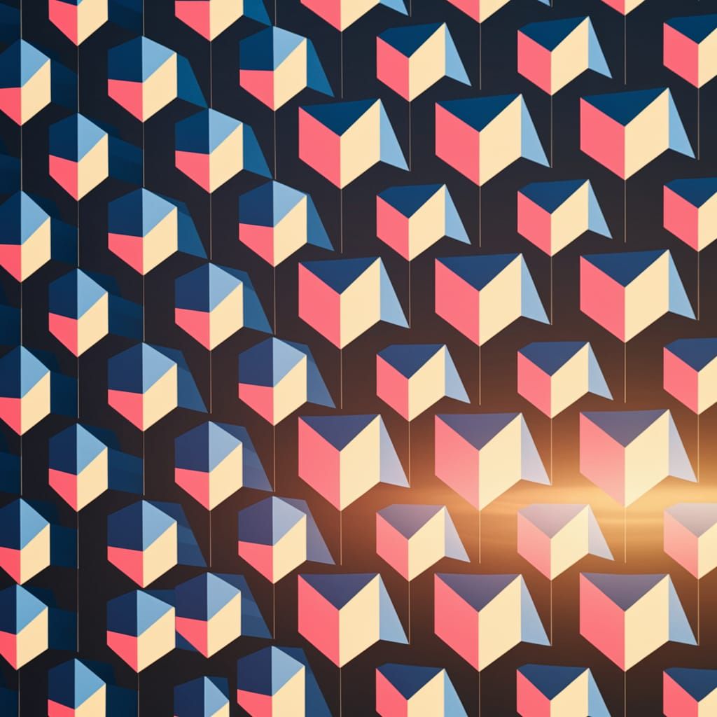 pattern of pentagons with perfect spacing, op art, grid layout ...