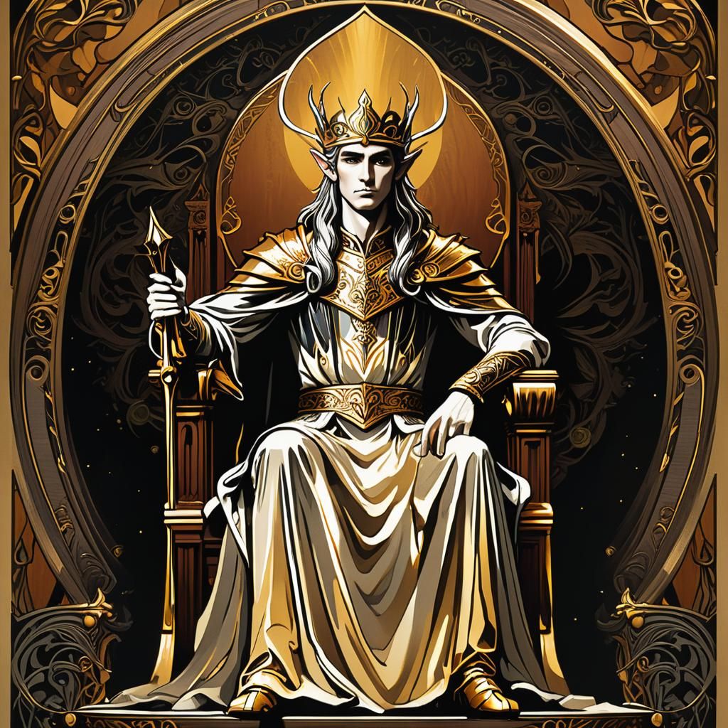 Elven King, in the style of Alphonse Mucha. - AI Generated Artwork ...
