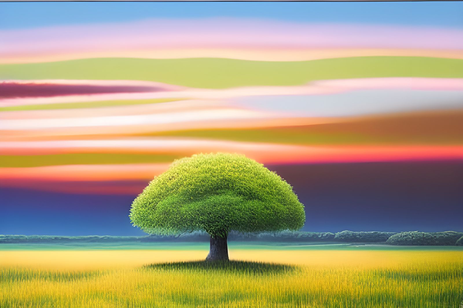 Under a Solitary Tree at Sunset - AI Generated Artwork - NightCafe Creator