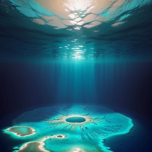 Great Blue Hole - Surreal Underwater Scene in a Dreamy, Digi...
