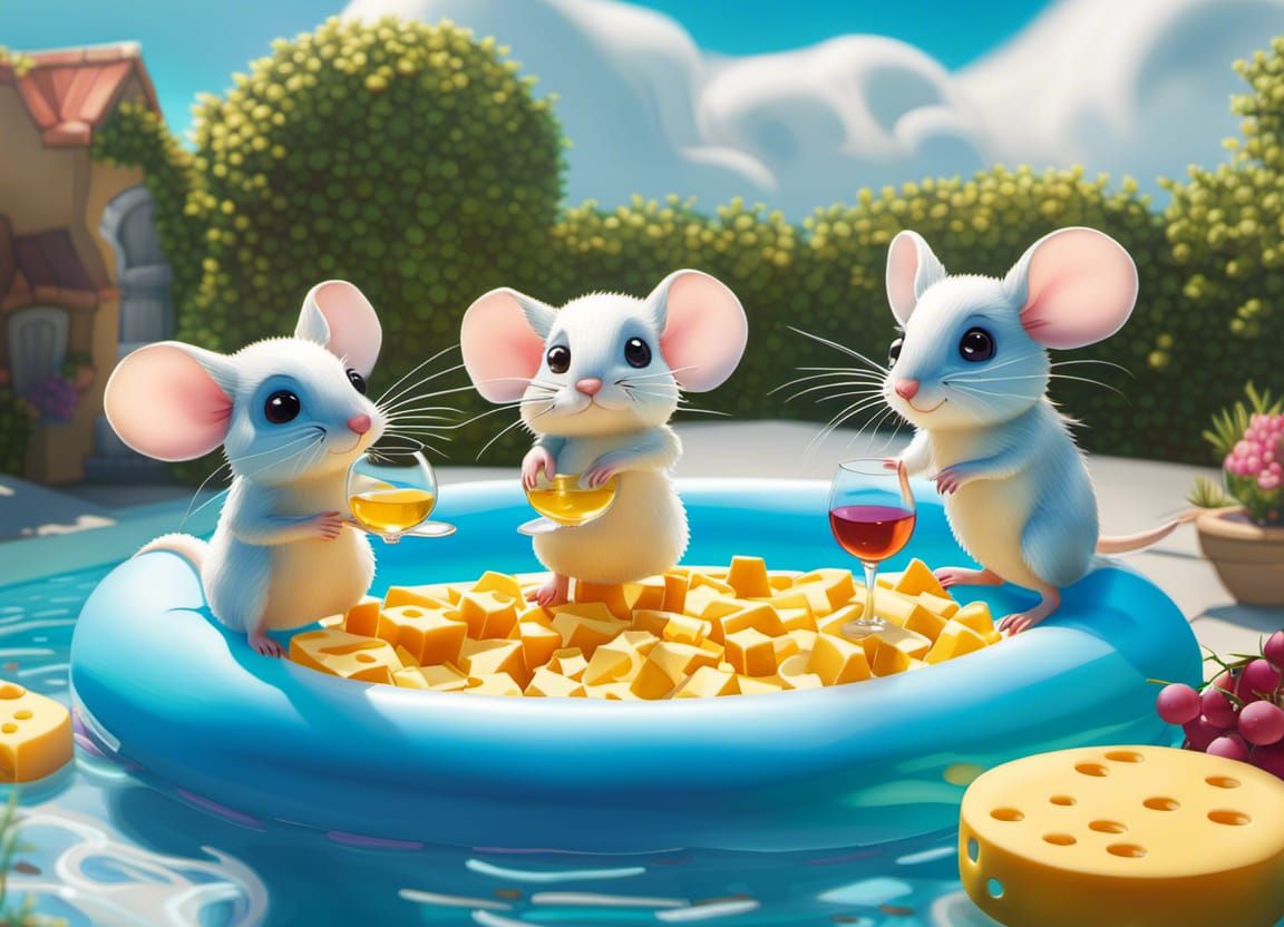 A Cheesy Pool Party - AI Generated Artwork - NightCafe Creator