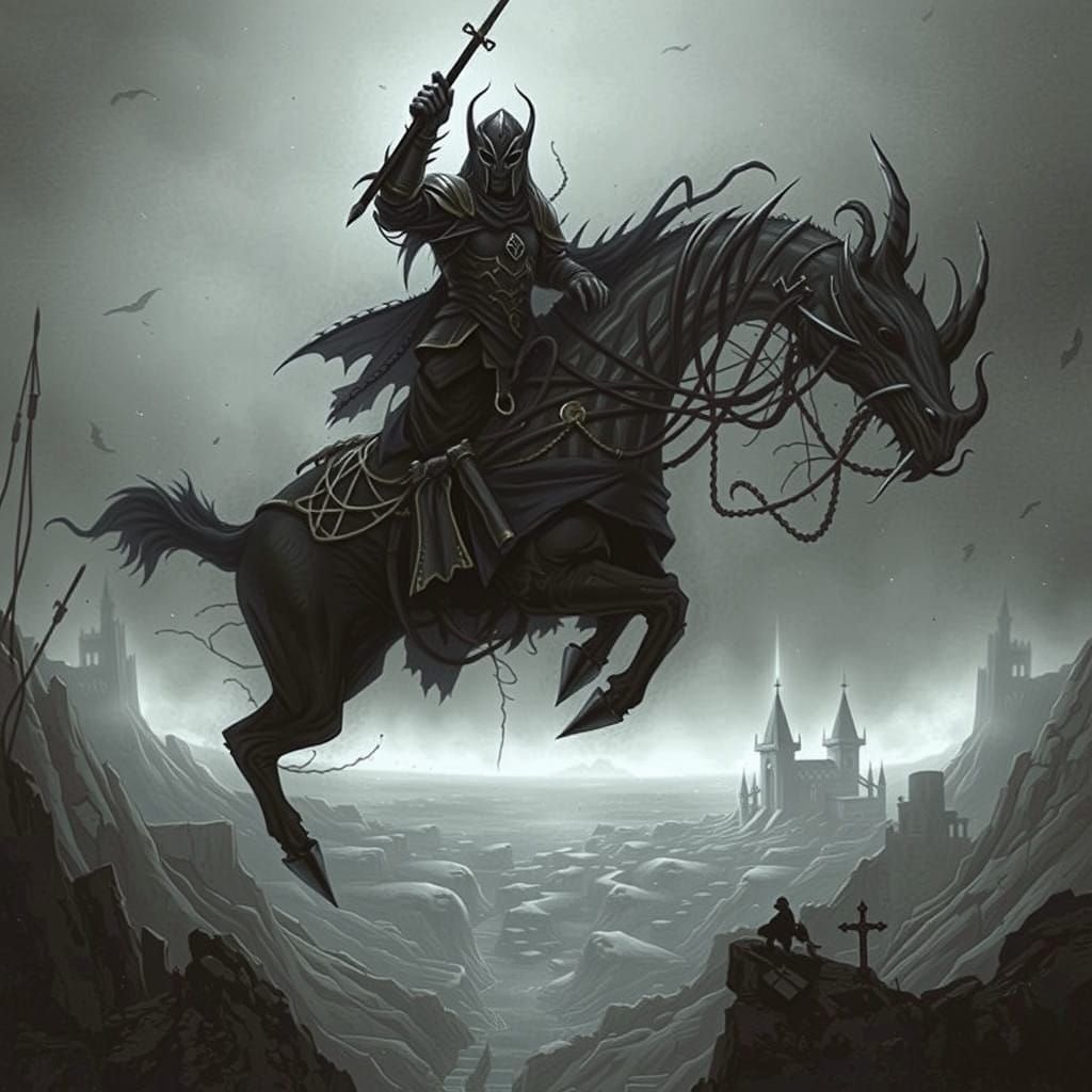 Dark Gothic Abyss Knight, Standing at the Edge of ... - AI Art