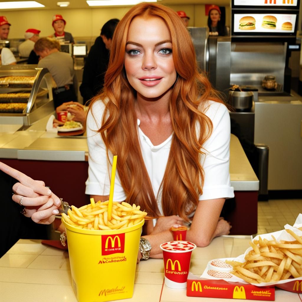 Lindsay Lohan en el Mcdonald’s - AI Generated Artwork - NightCafe Creator