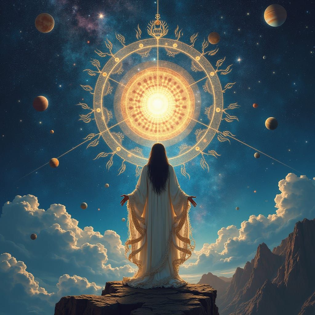 Sacred Celestial Rite in Ethereal Harmony - AI Art