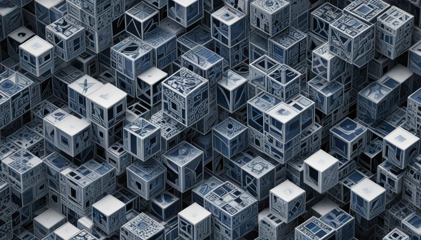 "Ombre Cubes" M.C. ESCHER - Mesmerizing Ombre Cubes in Impo...