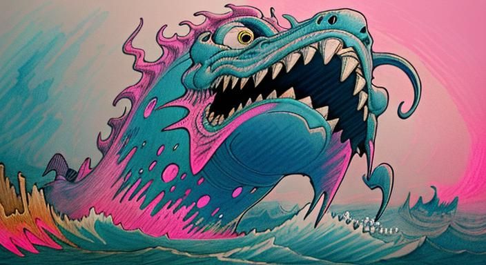 From the bottom of the sea rises a sea monster invented by human ...