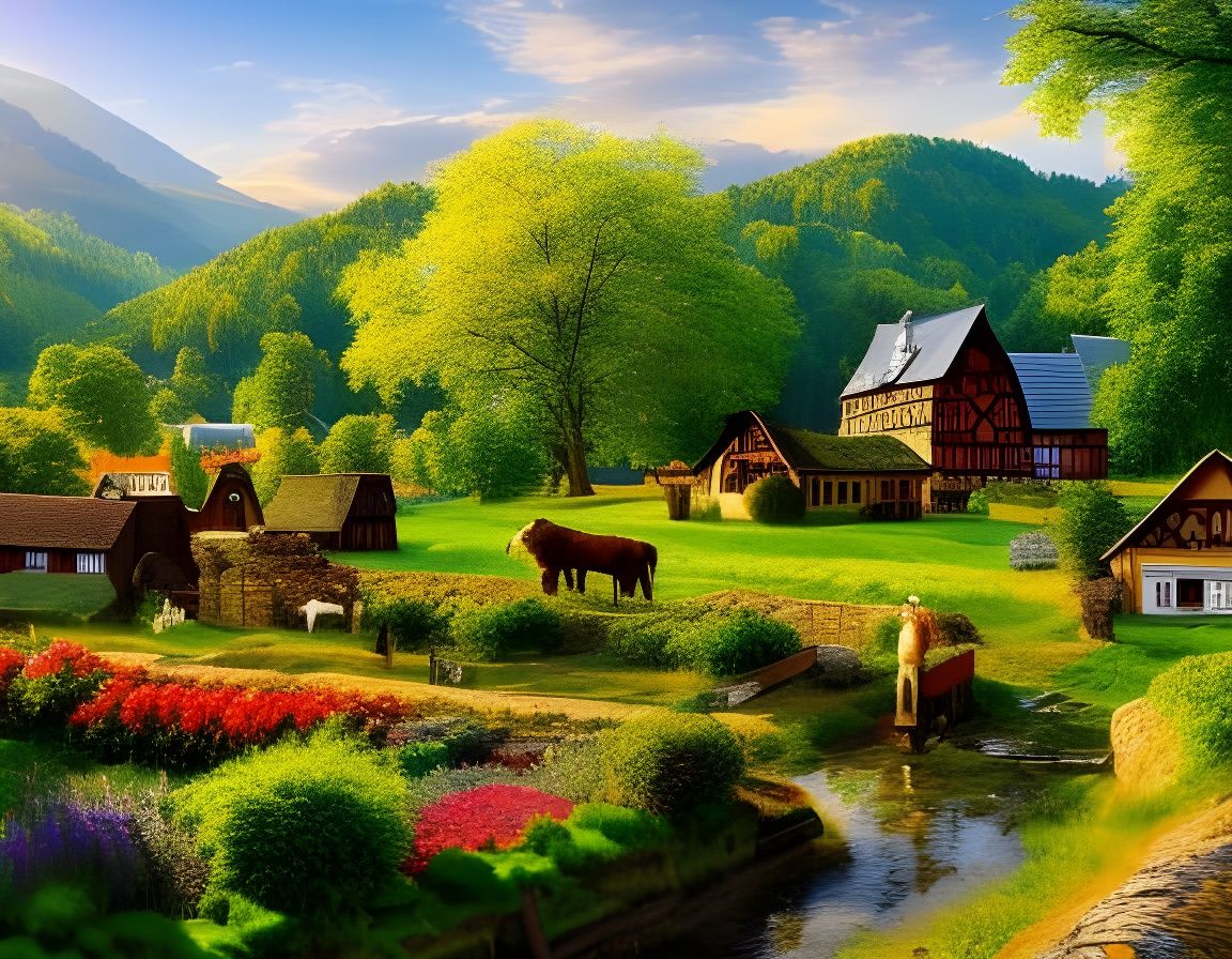 idyllic village - AI Generated Artwork - NightCafe Creator
