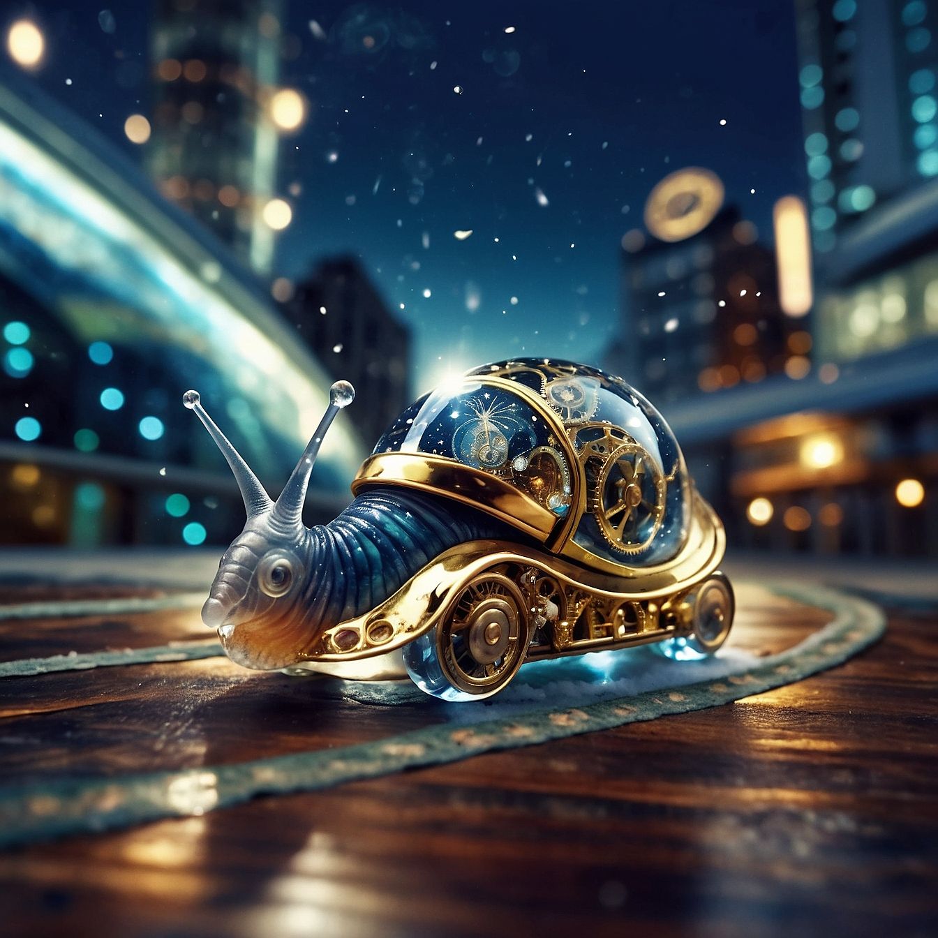 Golden Sapphire Snail Car - AI Generated Artwork - NightCafe Creator