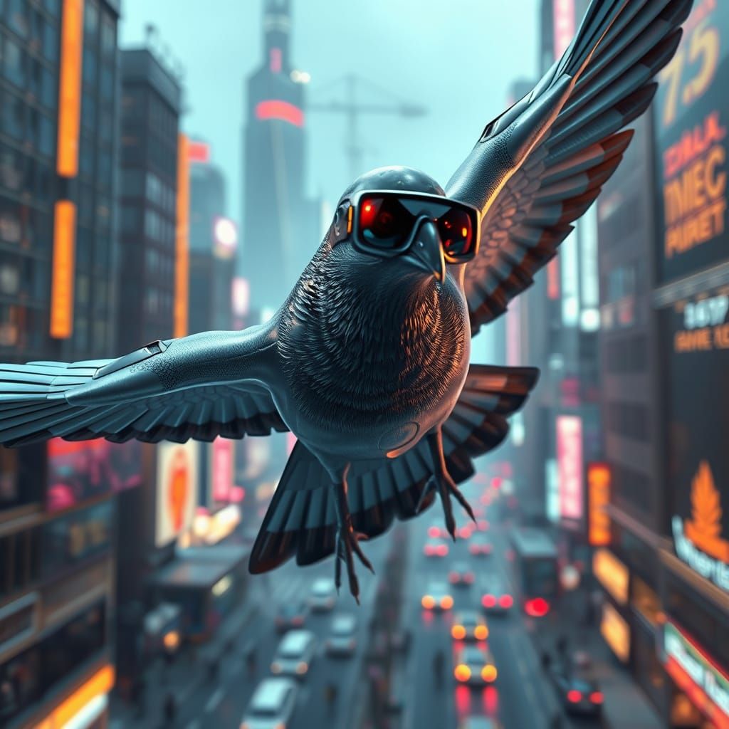 flying spy pigeon with lense eyes - Mechanized Spy Pigeon i...