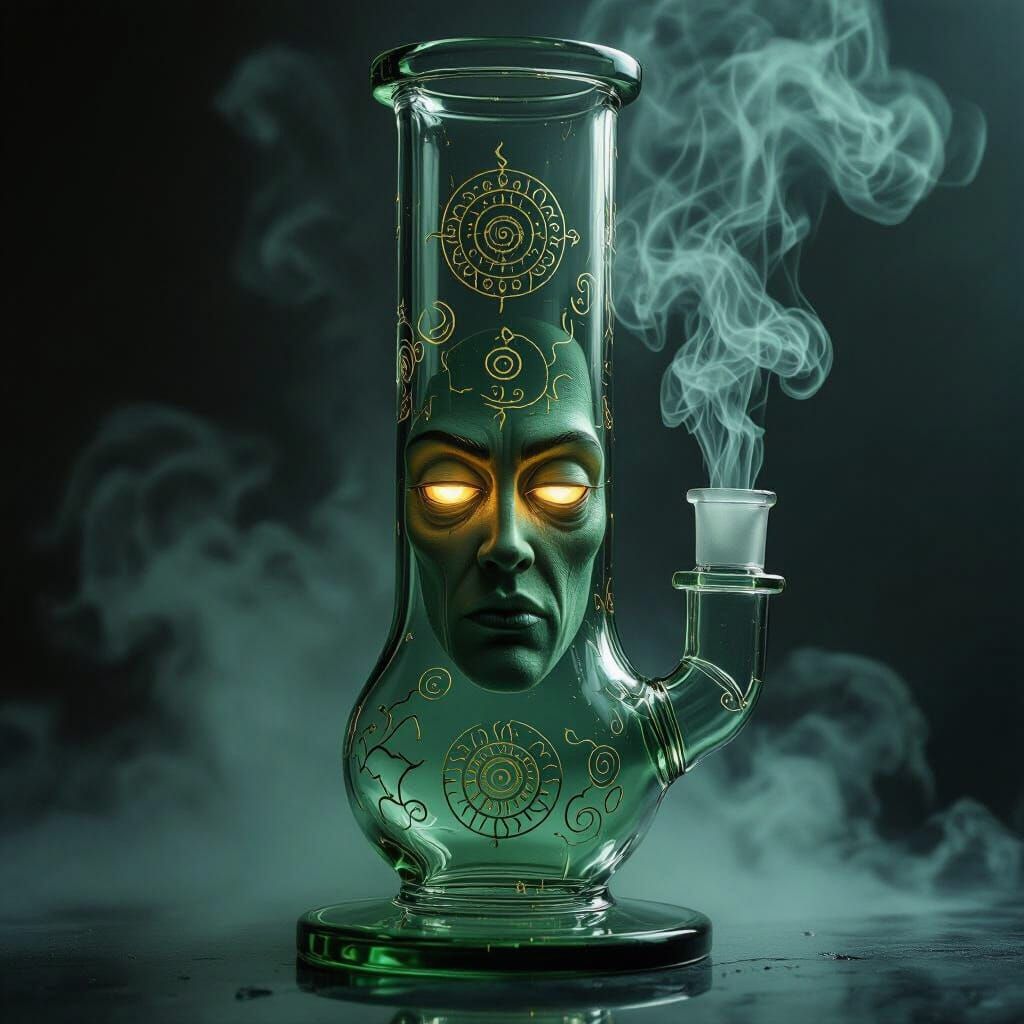 Surreal Glass Bong with Mystical Symbols - AI Art