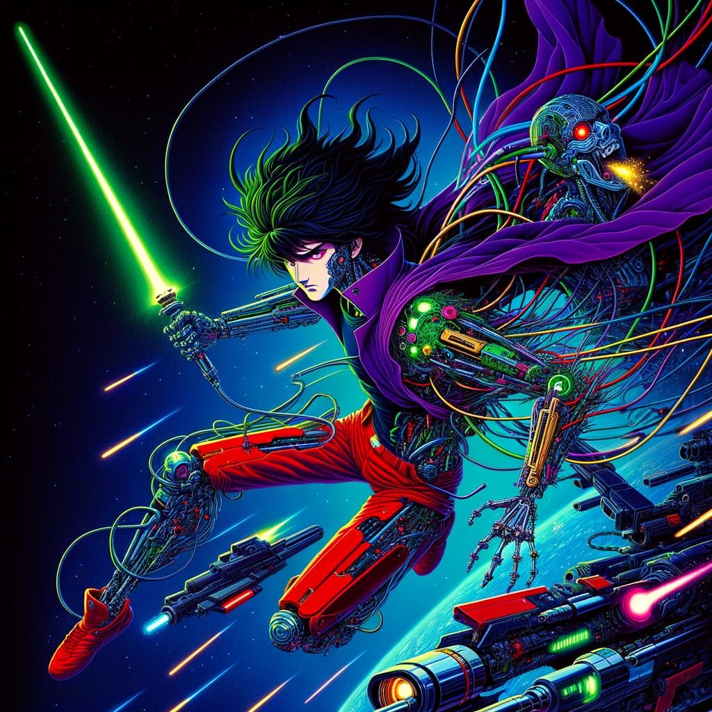 80s retro anime saber cut - Vampire Android Battles in 80s A...