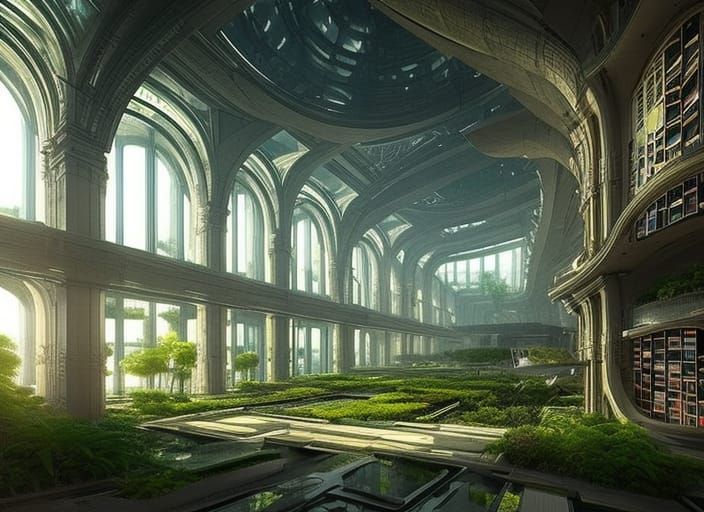 Futuristic Library - AI Generated Artwork - NightCafe Creator