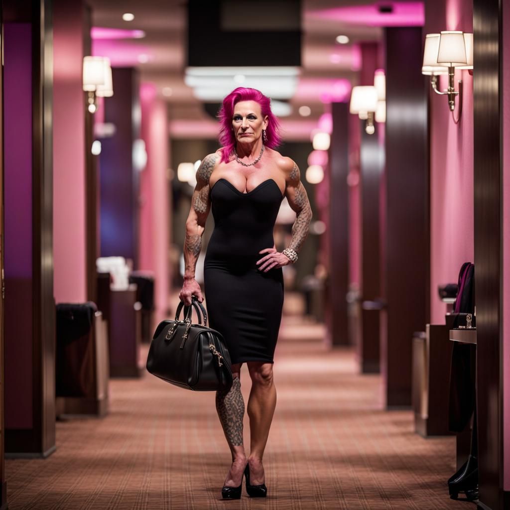 "in a las vegas hotel at night, a massive 45 years old beautiful classy ...