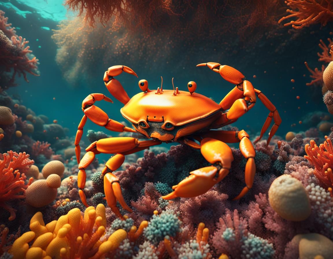 Crabs hiding in a coral reef. - AI Generated Artwork - NightCafe Creator