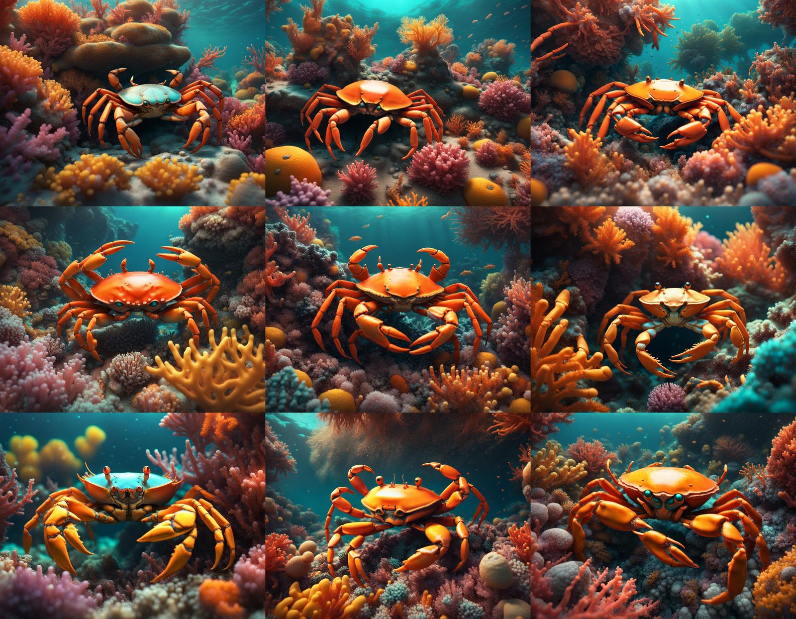 Crabs hiding in a coral reef. - AI Generated Artwork - NightCafe Creator