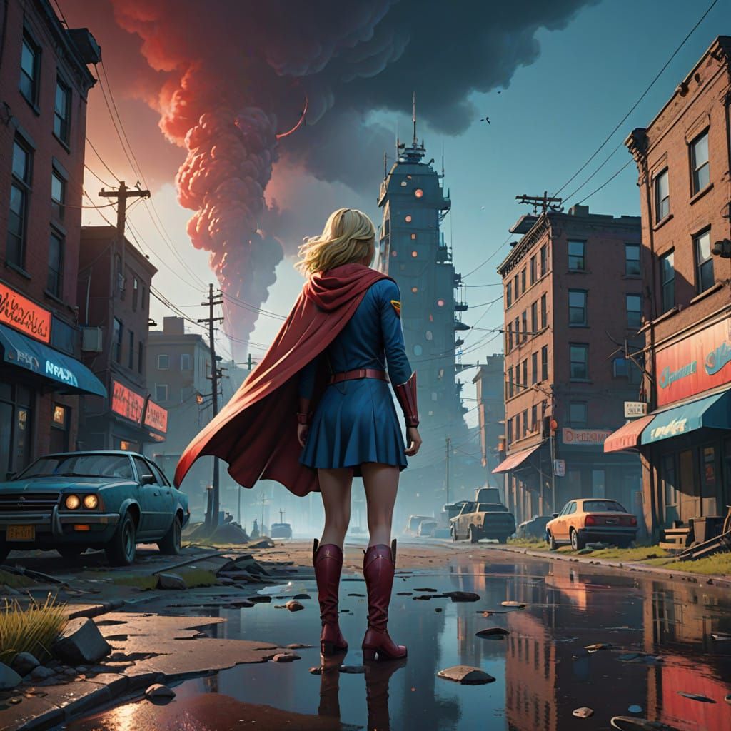 Surreal Fantasy Superheroine in Vibrant Colors - AI Art