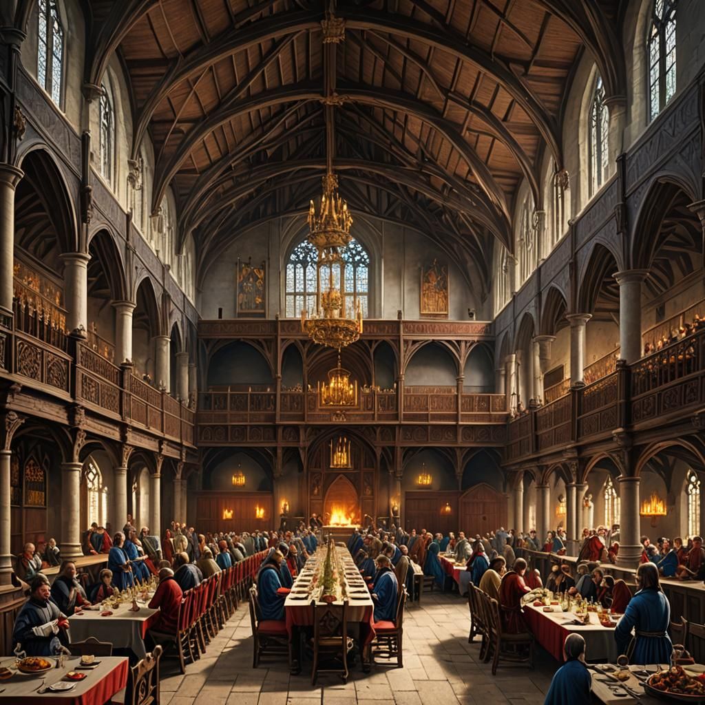Royal dining hall during Medieval times - AI Generated Artwork - NightCafe Creator