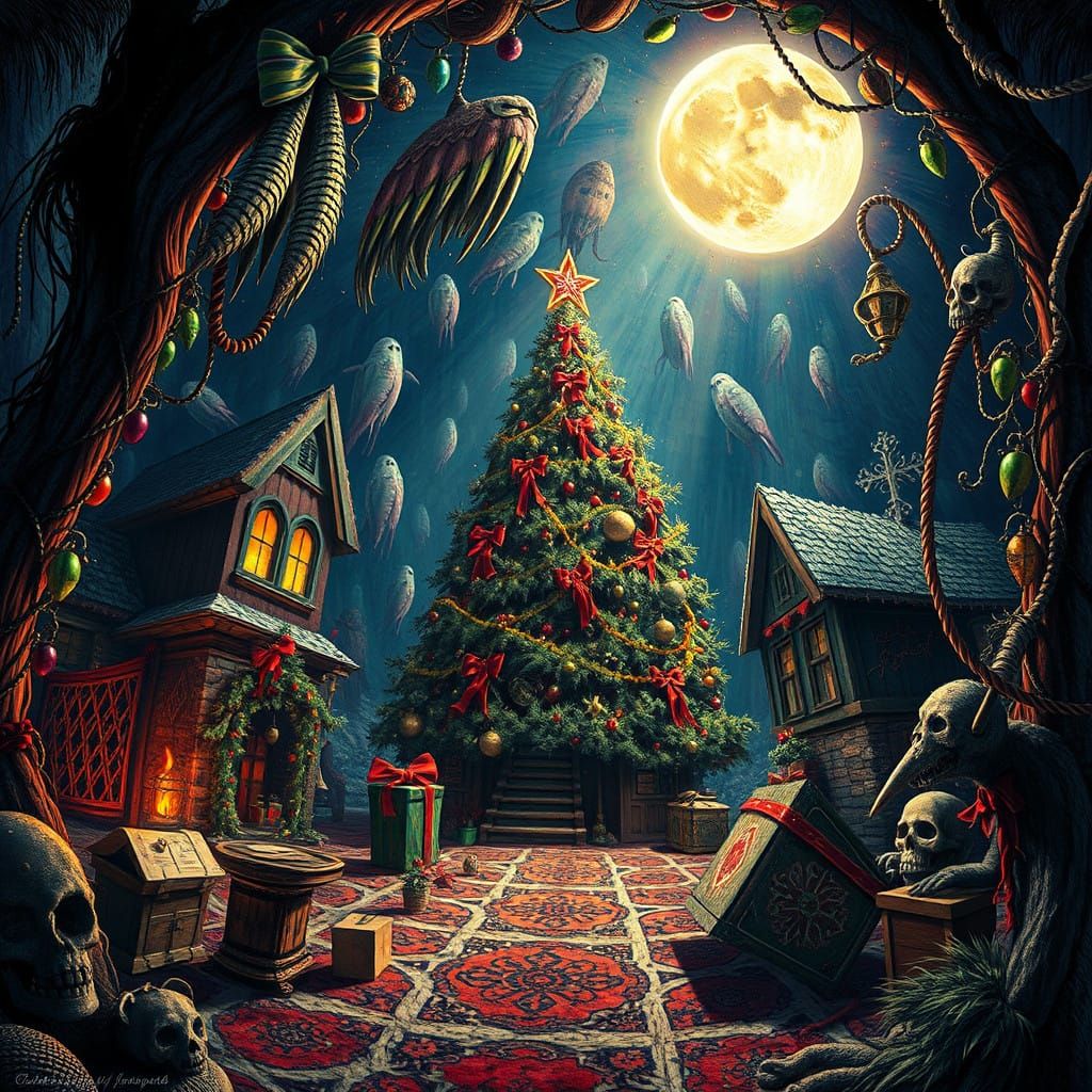 Surreal Christmas Horror in Prismatic Color - AI Art