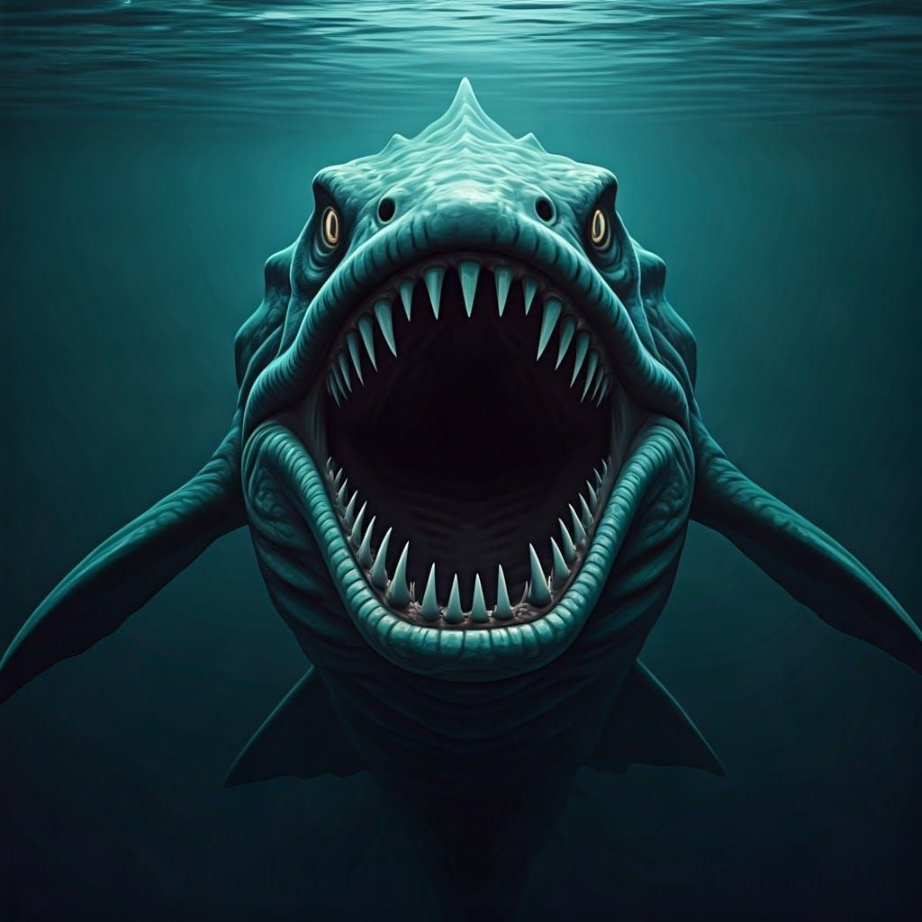 Gargantuan Sea Monster Emerges from Ocean Depths - AI Art Gargantuan Sea Monster Emerges from Ocean Depths - AI Art