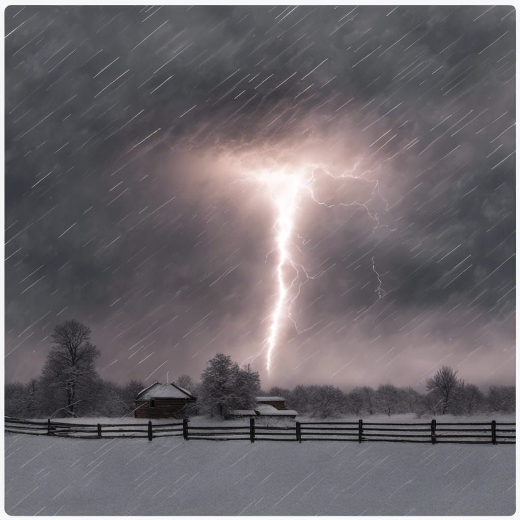 Tornado in the middle of the a snow storm high intensity lightening ...