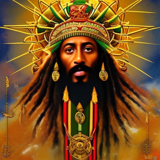 Surreal Portrait of Jah Rastafari as Lord of Lords... - AI Art