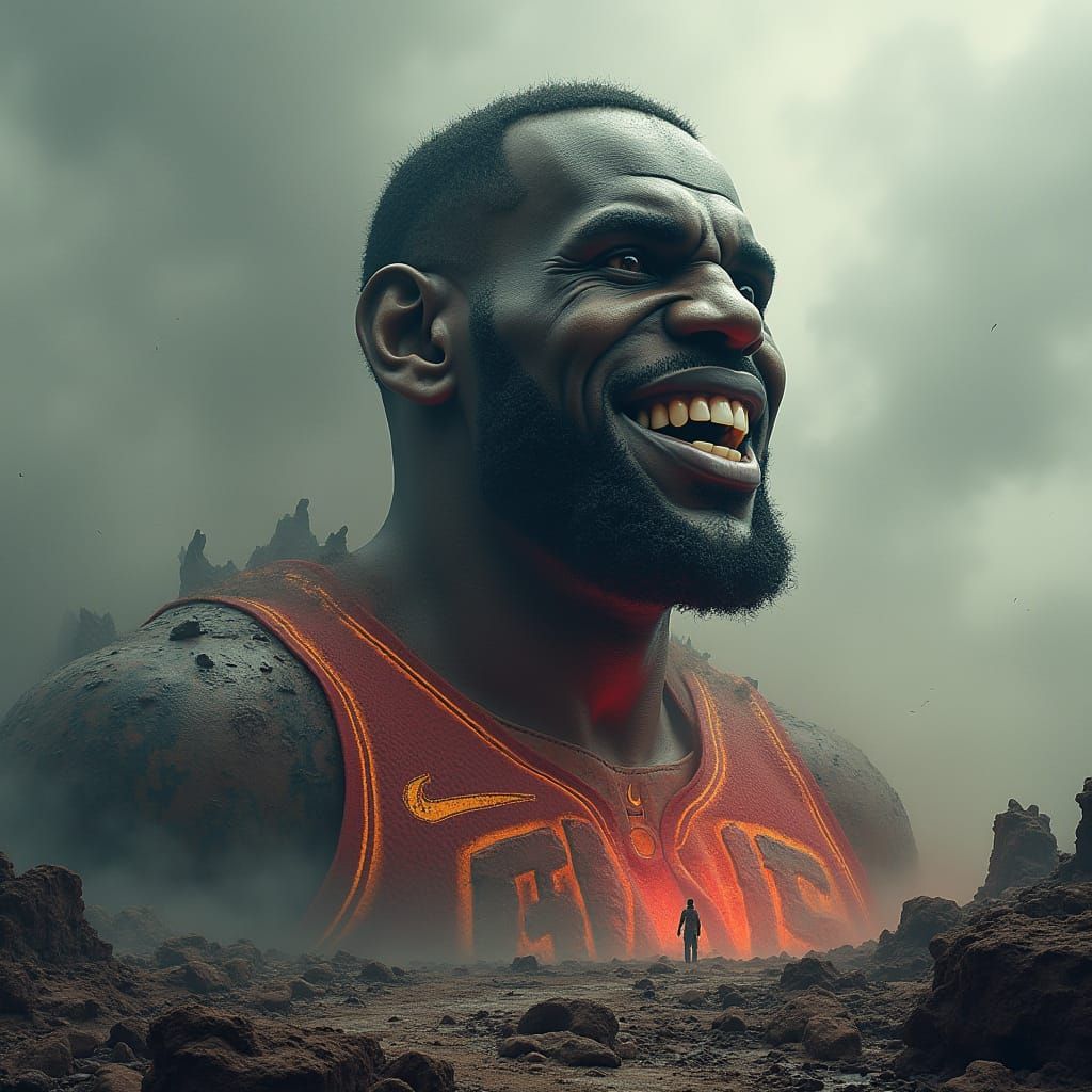 LeBron Statue Emerges: Dystopian Surrealism - AI Art