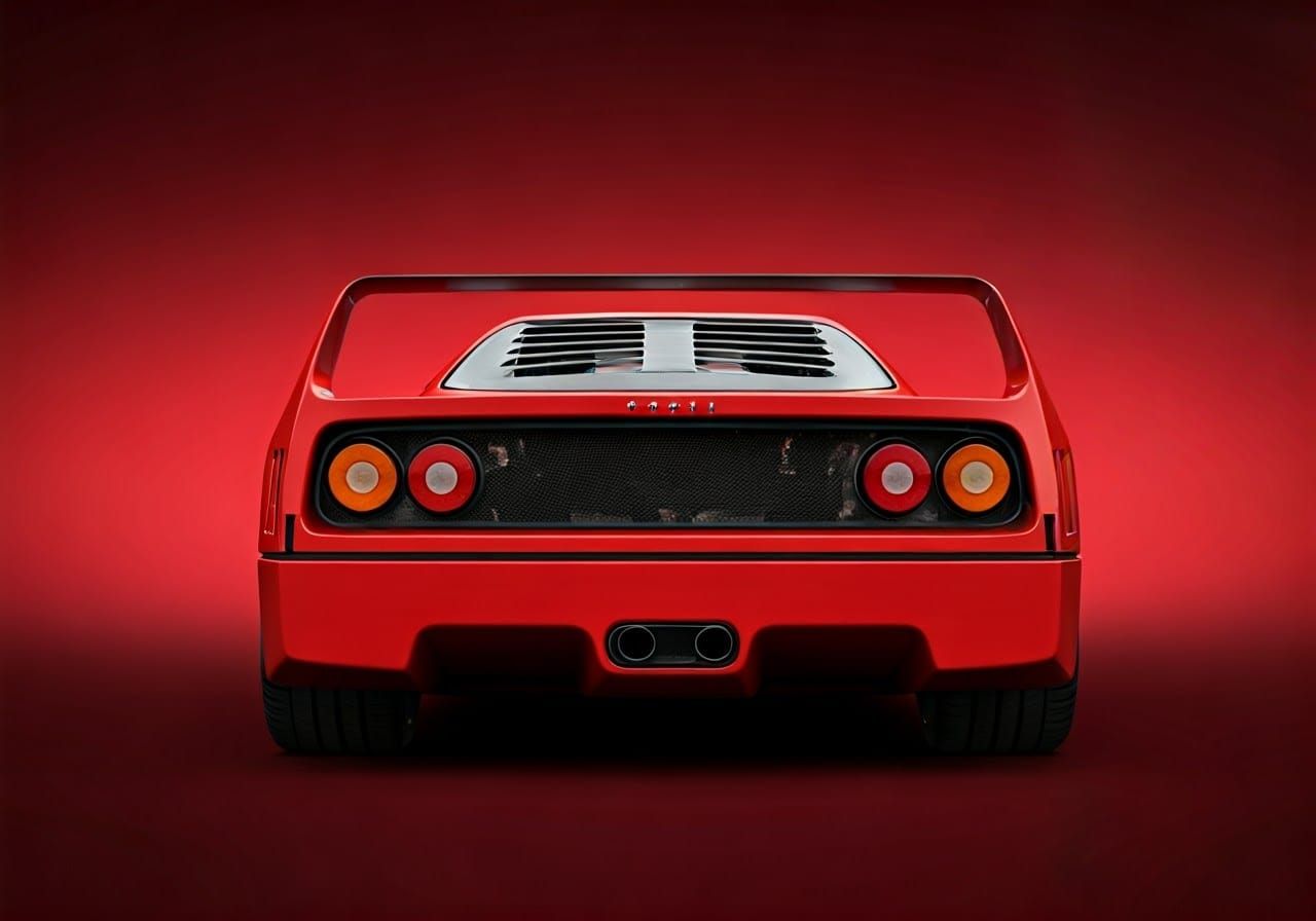 Sleek Red Ferrari F40 in High-Contrast Studio Shot - AI Art