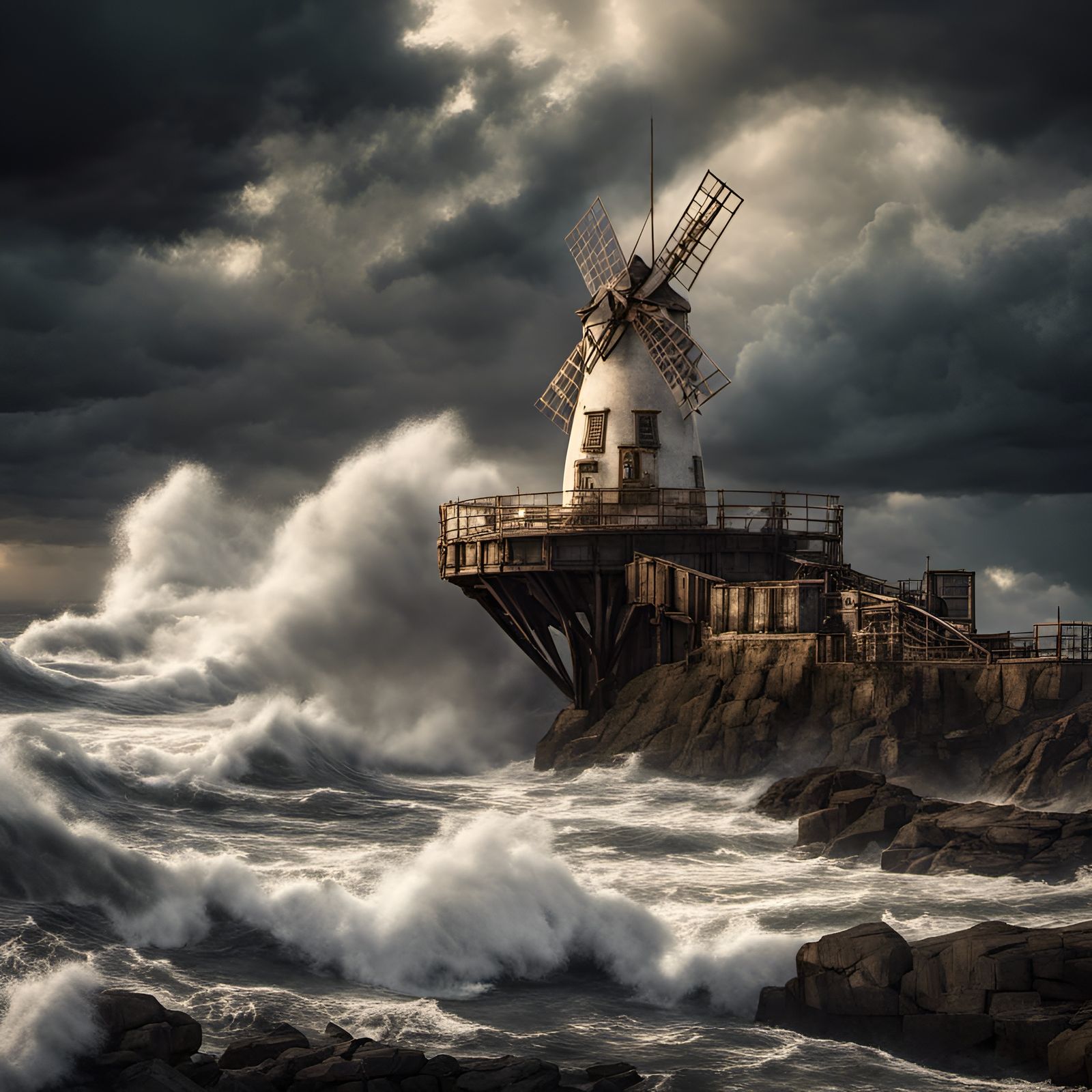 Windmill Cliff - AI Generated Artwork - NightCafe Creator