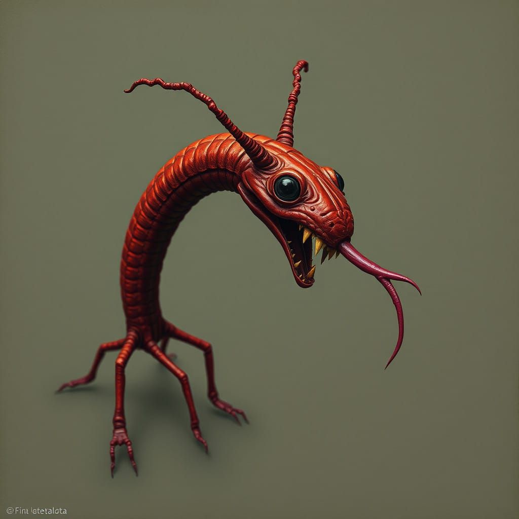 Ethereal Horror Creature in Vibrant, Clashing Colo... - AI Art