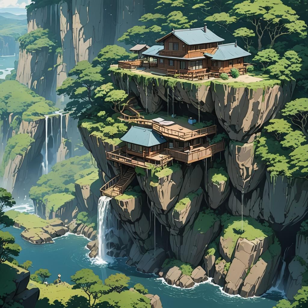 A stunning cliffside house - AI Generated Artwork - NightCafe Creator