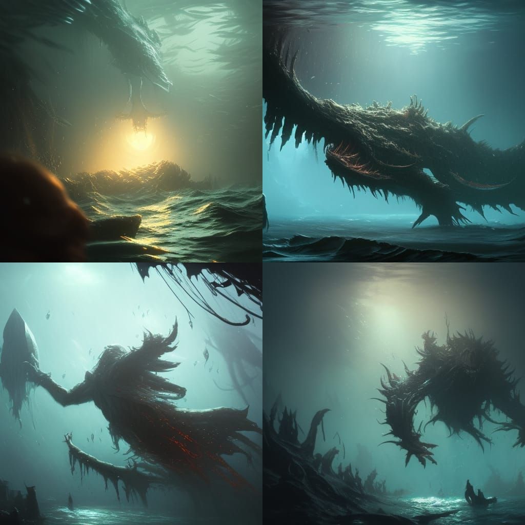 Monster under the waters surface - AI Generated Artwork - NightCafe Creator